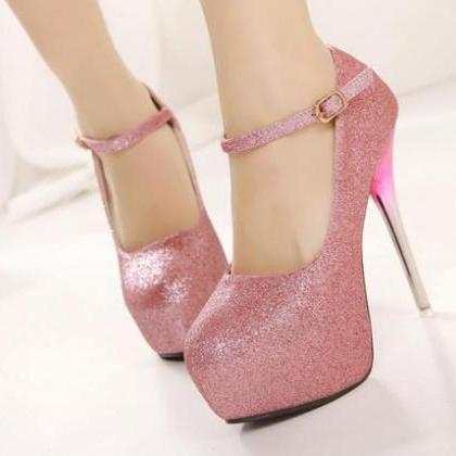 Beautiful Metallic Platform Pumps In Pink on Luulla