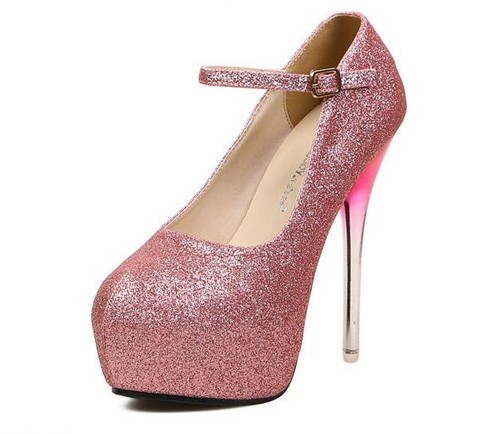 Beautiful Metallic Platform Pumps In Pink on Luulla