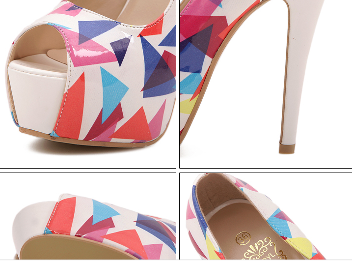 Club Wear Color Block Super High Peep-toe Thin Heels on Luulla