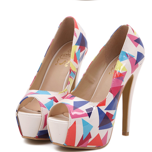 Club Wear Color Block Super High Peep-toe Thin Heels on Luulla