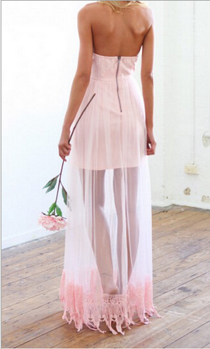 Sexy Club Lace Heart-shaped Deep V Tube Top Dress Skirt on Luulla