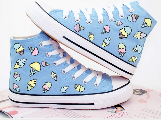 Canvas Shoes High Students For Casual Shoes With Flat Printing Amm on ...